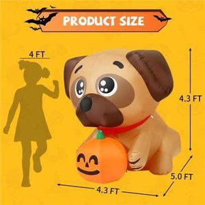 Holiday | Pug Halloween Inflatable 5ft Long Holding Pumpkin With ...